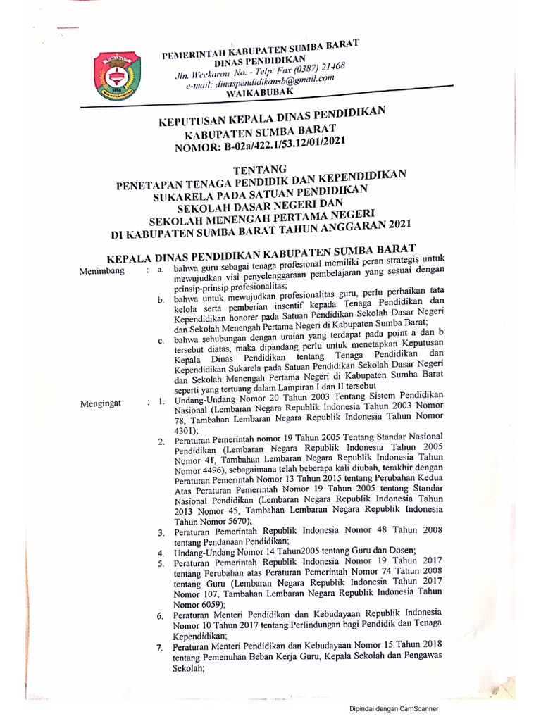 SK Honor Sukarela 2021 Dinas | PDF