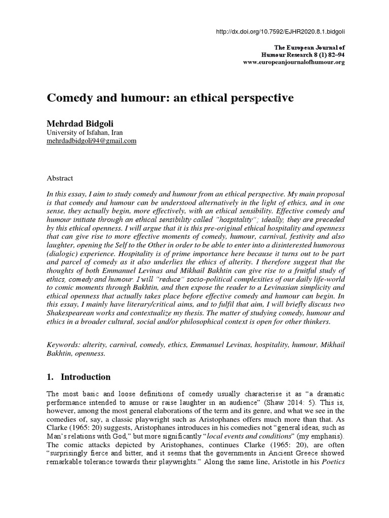 Comedy and Humour An Ethical Perspective | PDF | Hamlet | Comedy