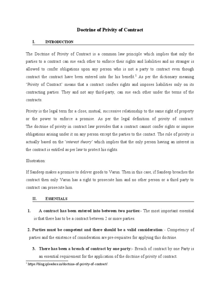 Doctrine of Privity of Contract | PDF | Private Law | Jurisprudence