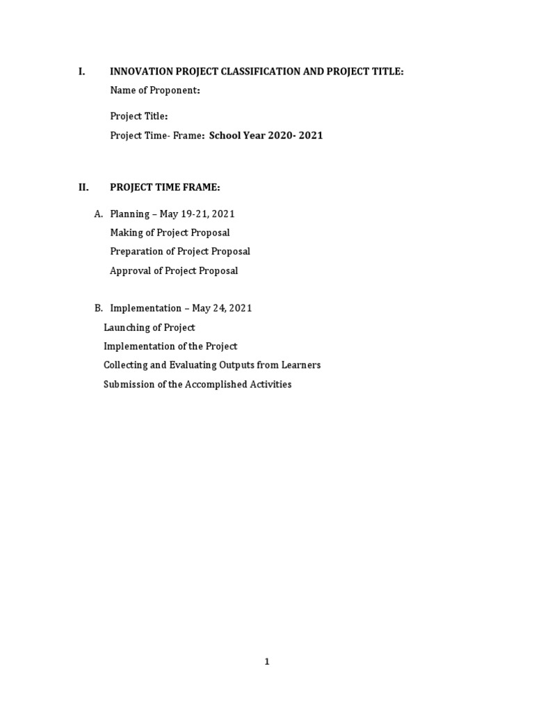 I. Innovation Project Classification and Project Title | PDF | Computing