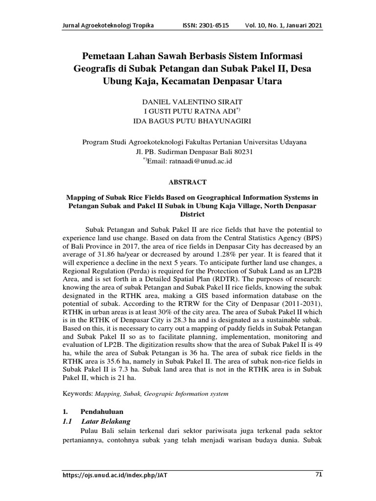 Pemetaan Lahan Sawah Subak di Denpasar | PDF | Computing | Information Technology