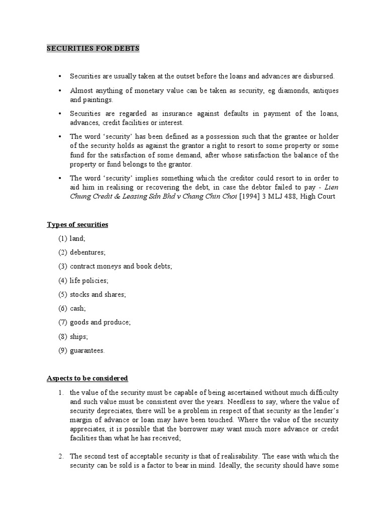 Banking Law Notes | PDF | Assignment (Law) | Security Interest