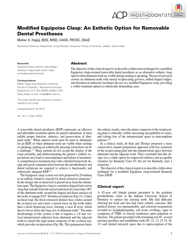 Equipoise Hajjaj | Download Free PDF | Dentures | Dentistry