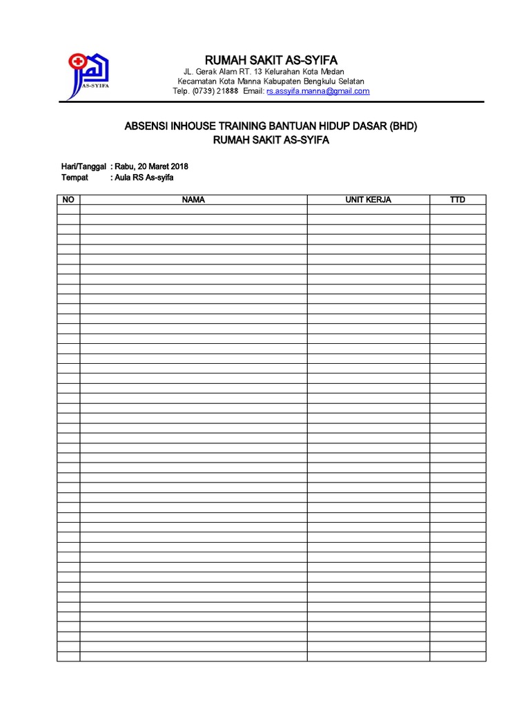 Absensi Inhouse Training BHD | PDF