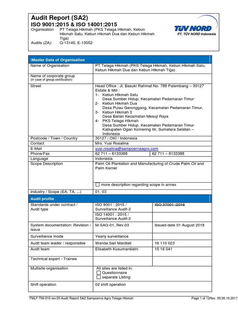 Audit Report RSPO | PDF | Audit | Internal Audit