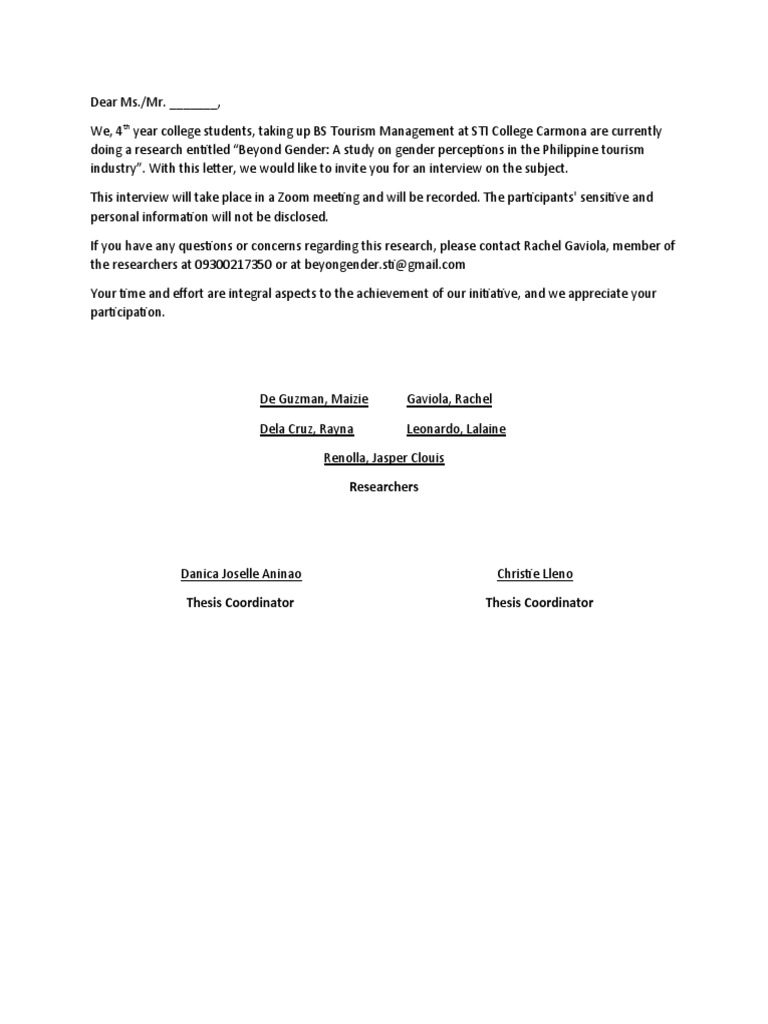 Letter For Participants | PDF