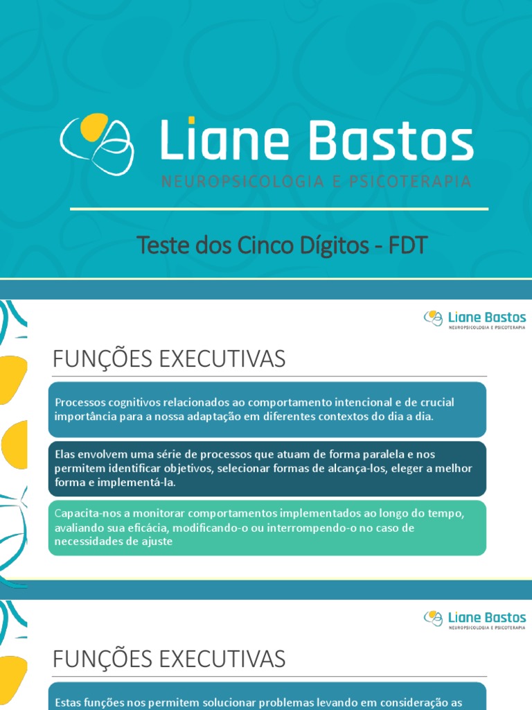 Aula Teste Dos Cinco Dígitos Fdt Pdf Córtex Cerebral Tempo