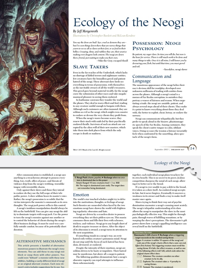 Dragon #427 - The Ecology of The Neogi | PDF | Slavery | Emotions