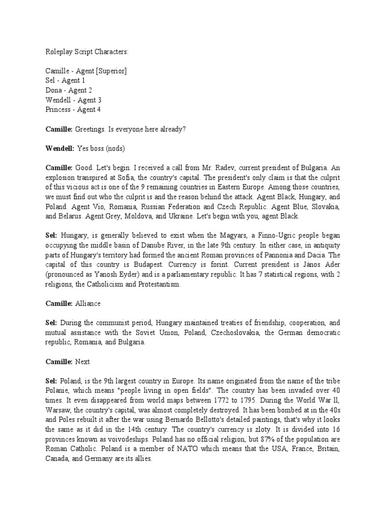 TCW Roleplay Script | PDF | Moldova | European Union