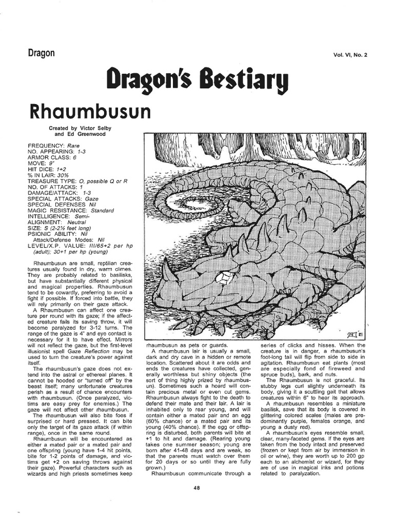 Dragon #52 - The Dragon's Bestiary | PDF