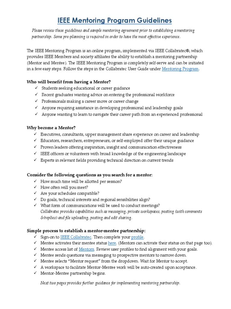 IEEE Mentoring Program Guidelines: Who Will Benefit From Having A ...