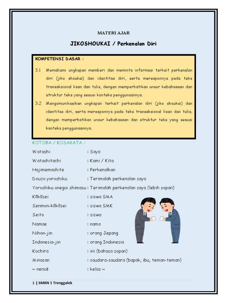 Perkenalan Diri dalam Bahasa Jepang | PDF