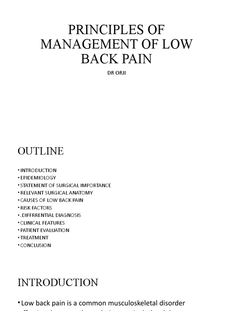 Principles of Management of Low Back Pain1 | PDF | Back Pain | Low Back ...