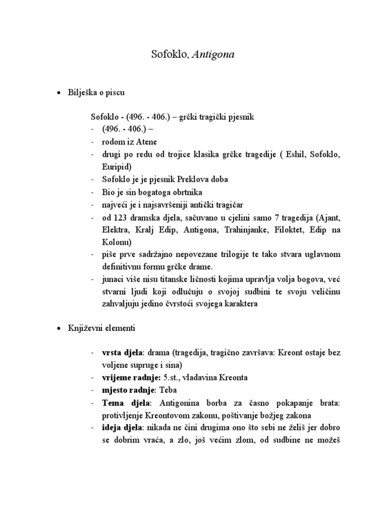 Sofoklo - ANTIGONA | PDF