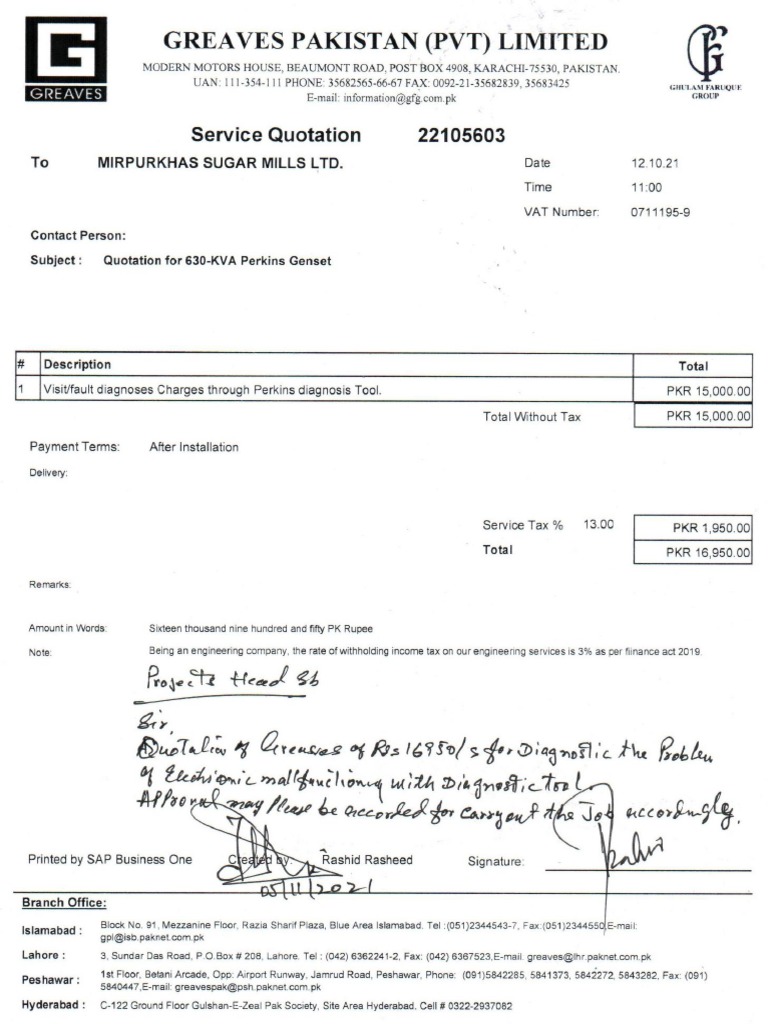 630 KVA Perkins Diesel Generator | PDF