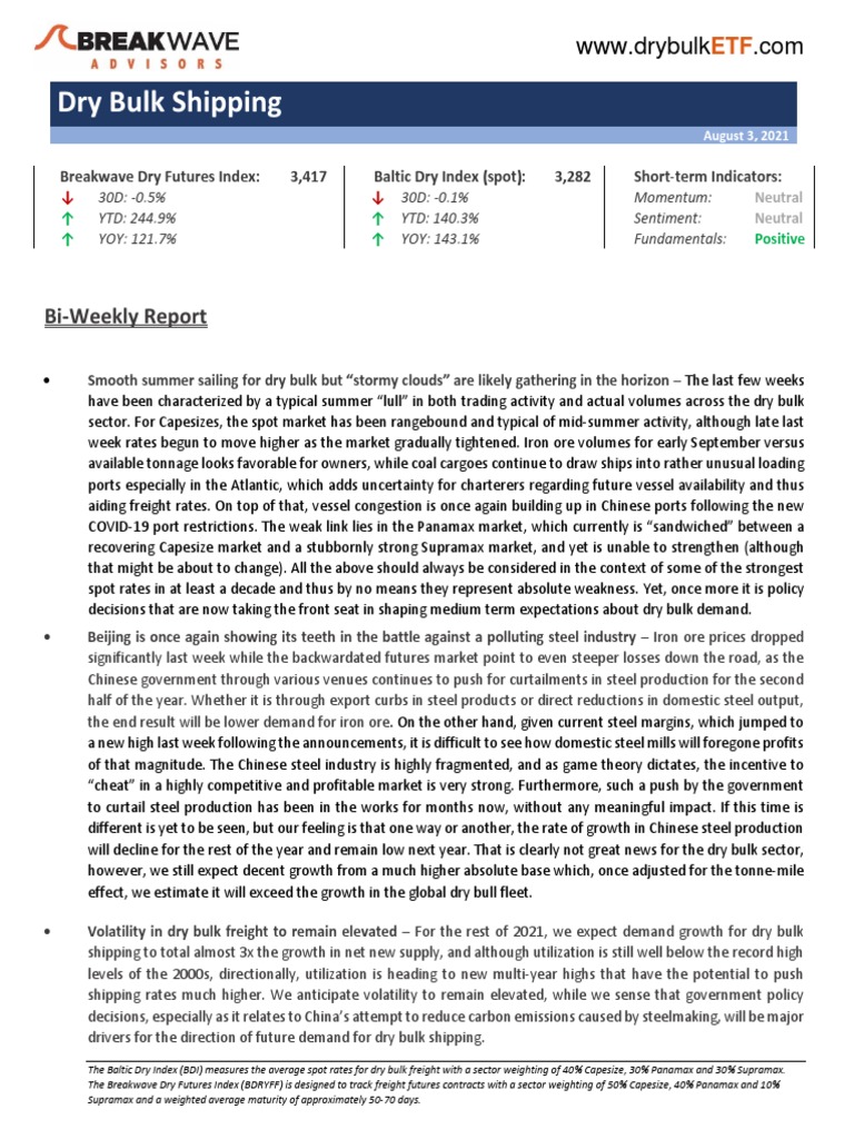 Dry Bulk Shipping: Bi-Weekly Report | PDF | Economies