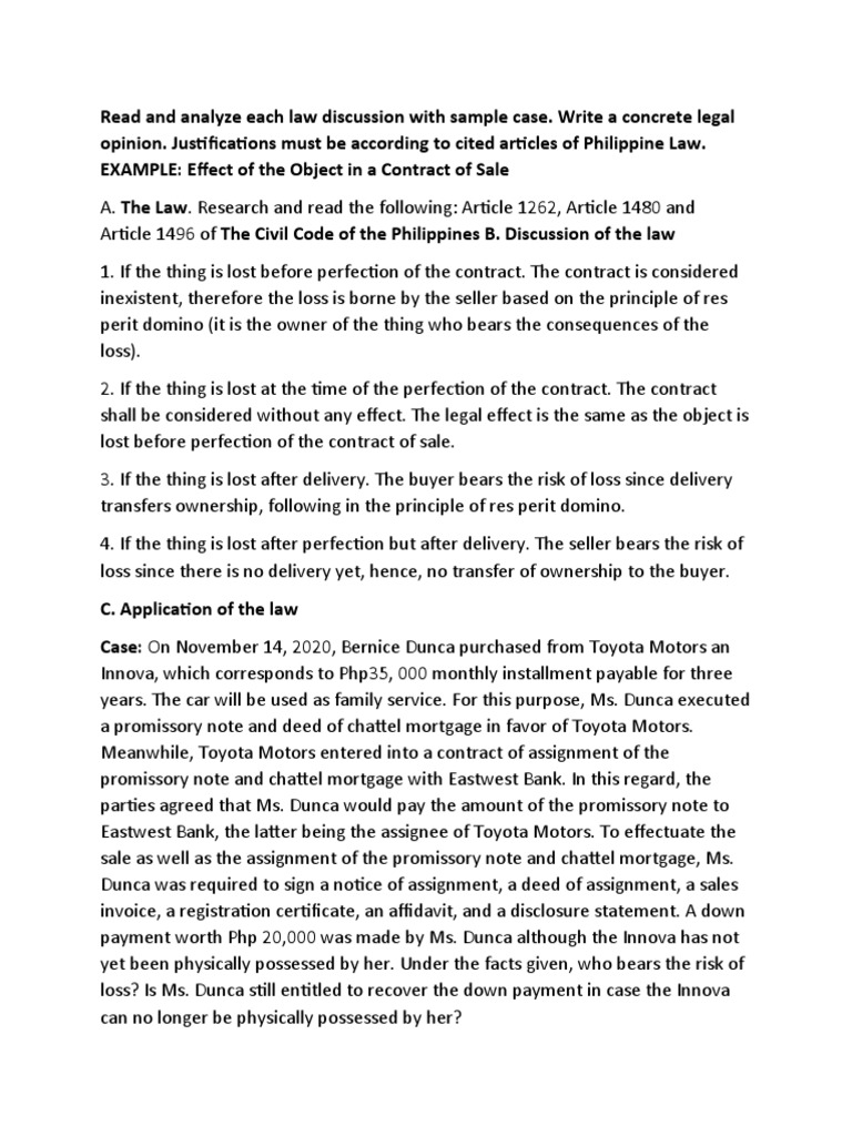 Read and Analyze Each Law Discussion With Sample Case JLEE QUIZ 2 | PDF ...