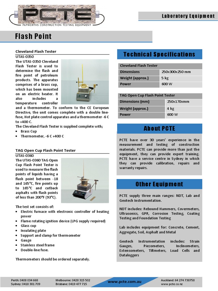 Laboratory Equipment Flash Point Testers | PDF | Thermometer | Chemistry