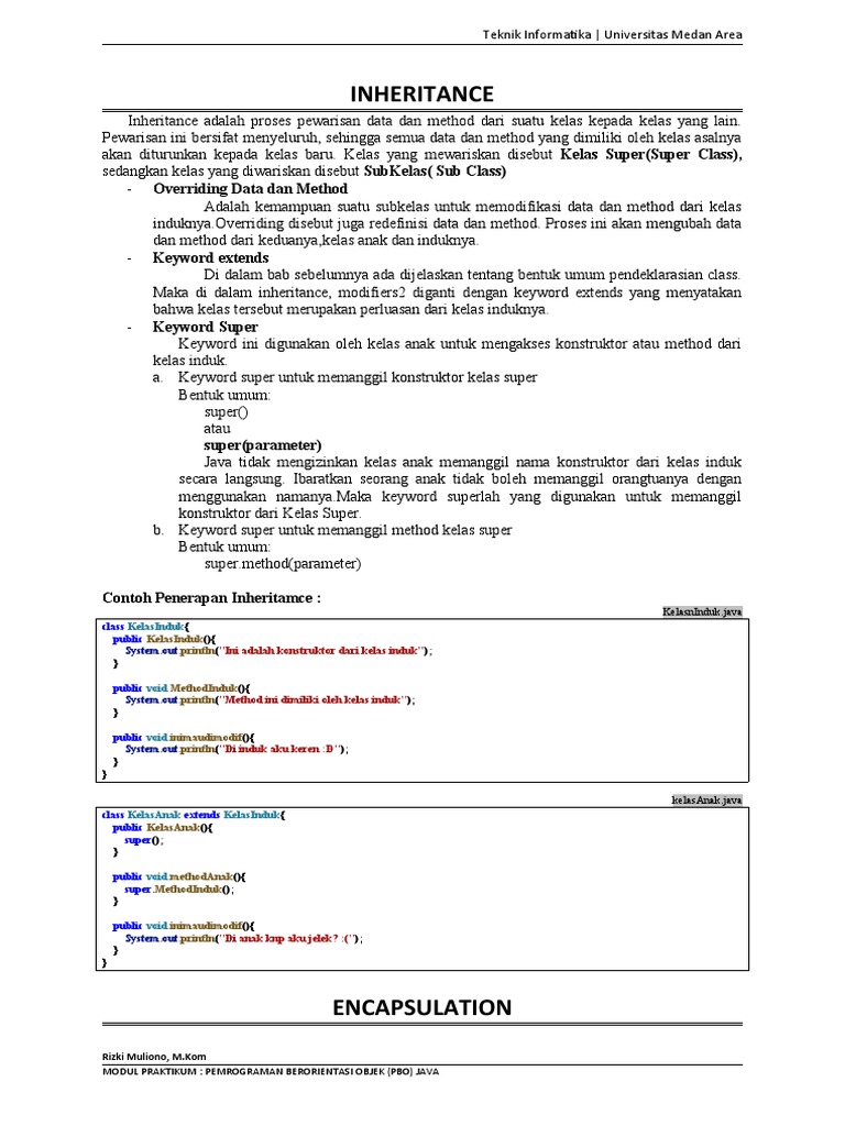 Konsep OOP: Inheritance, Encapsulation, Polymorphism | PDF
