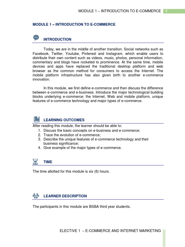 Module 1 and 2 E-Commerce | PDF | Internet | E Commerce