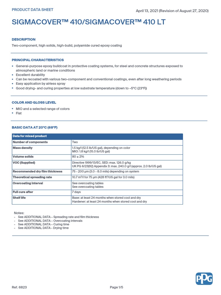 Sigmacover™ 410/sigmacover™ 410 LT: Product Data Sheet | PDF | Legal ...