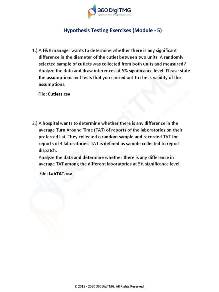 Hypothesis Testing - Problem Statement | PDF | Statistical Significance ...