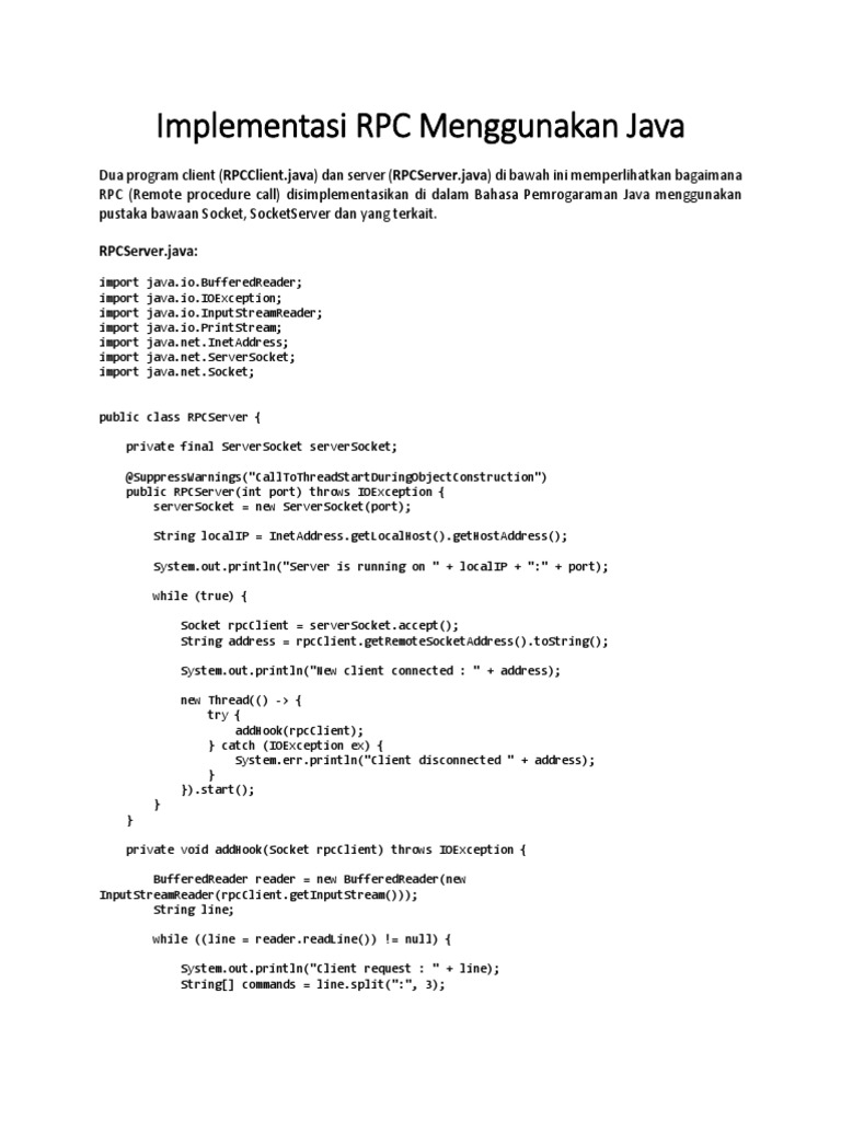 5implementasi Rpc Java Pdf Network Socket Communications Protocols 3743