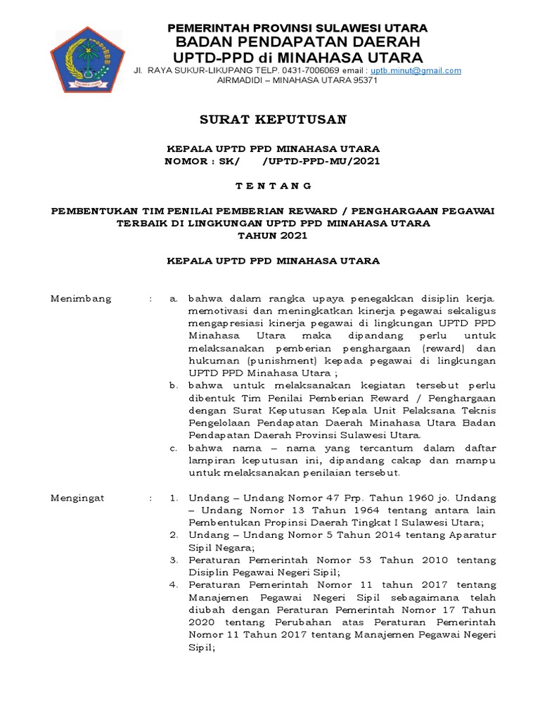 SK Tim Penilai THL BERPRESTASI | PDF