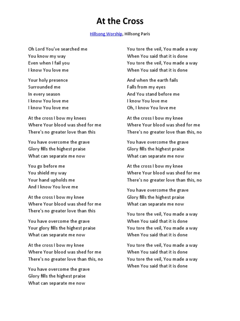 Hillsong Worship - At the Cross Lyrics | PDF | Religion & Spirituality ...
