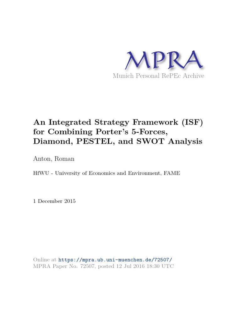 An Integrated Strategy Framework (ISF) For Combining Porter's 5-Forces ...