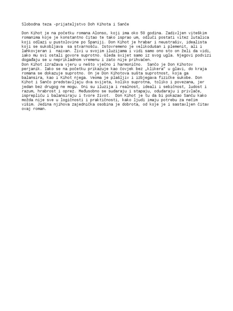 Don Kihot Slobodna Teza | PDF