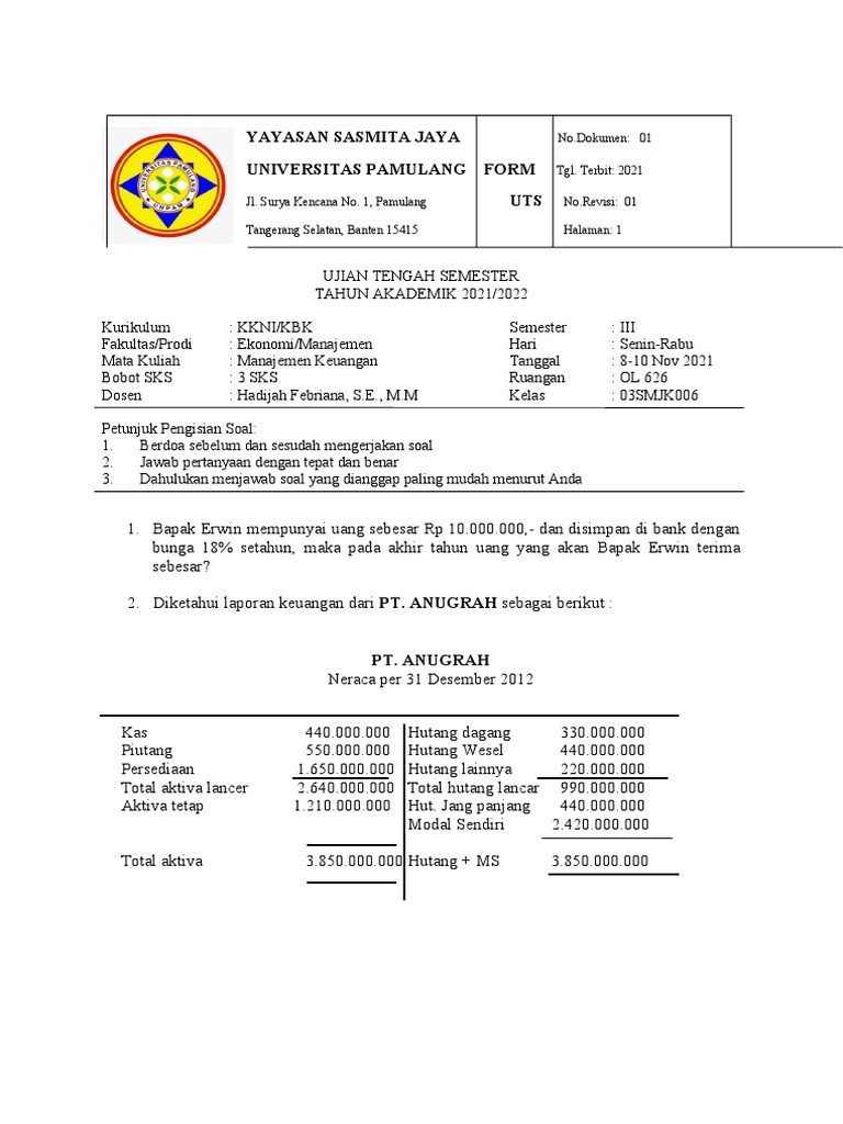 Uts MK 03SMJK006 | PDF