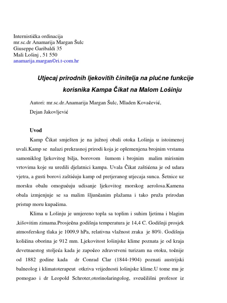 Primjer Istraživanja Lošinj Astma | PDF