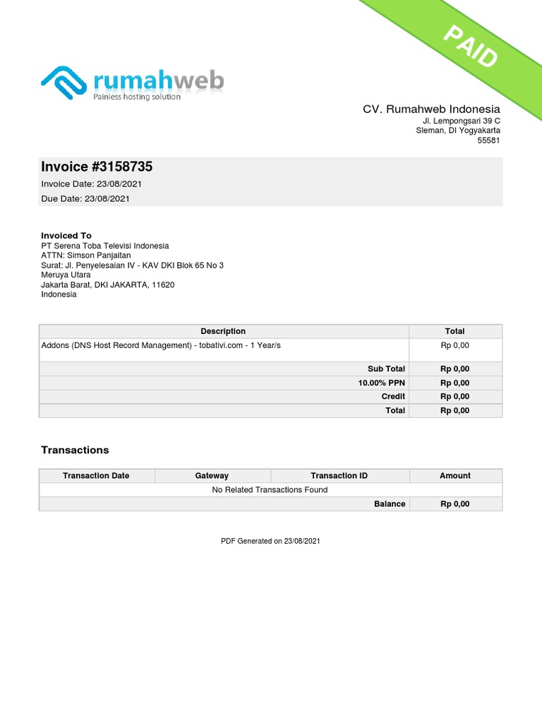 Invoice-31 Toba | PDF