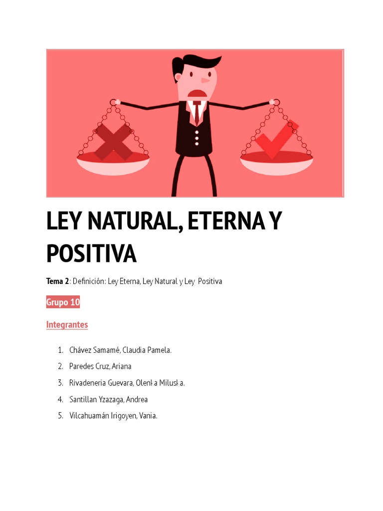 Ley Natural, Eterna y Positiva - Grupo 10 | PDF | La Ley natural ...