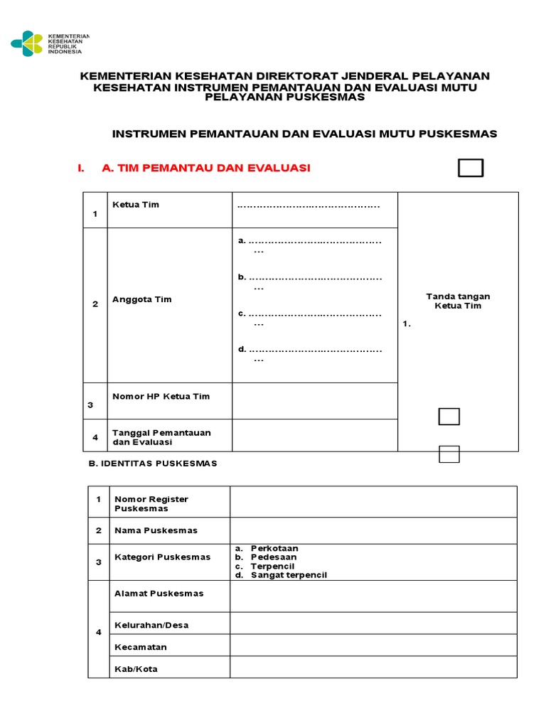 Instrumen Penilaian Mutu Puskesmas | PDF