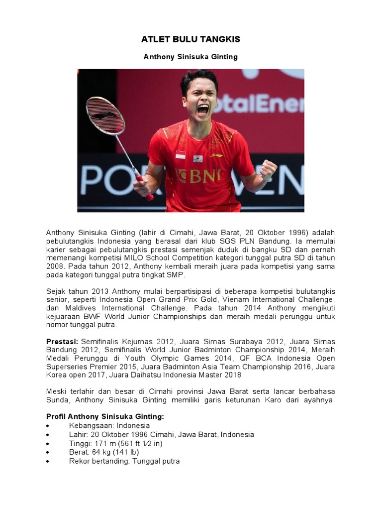 Kliping Atlet Bulu Tangkis | PDF