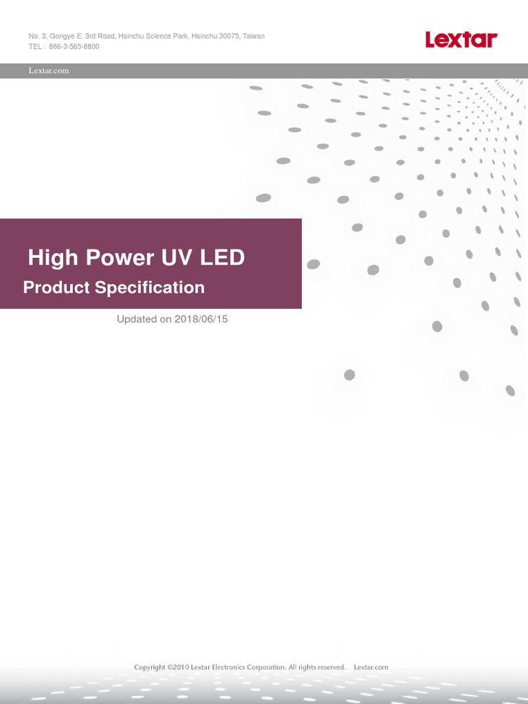 High Power UV LED: Product Specification | PDF | Electrical Engineering ...