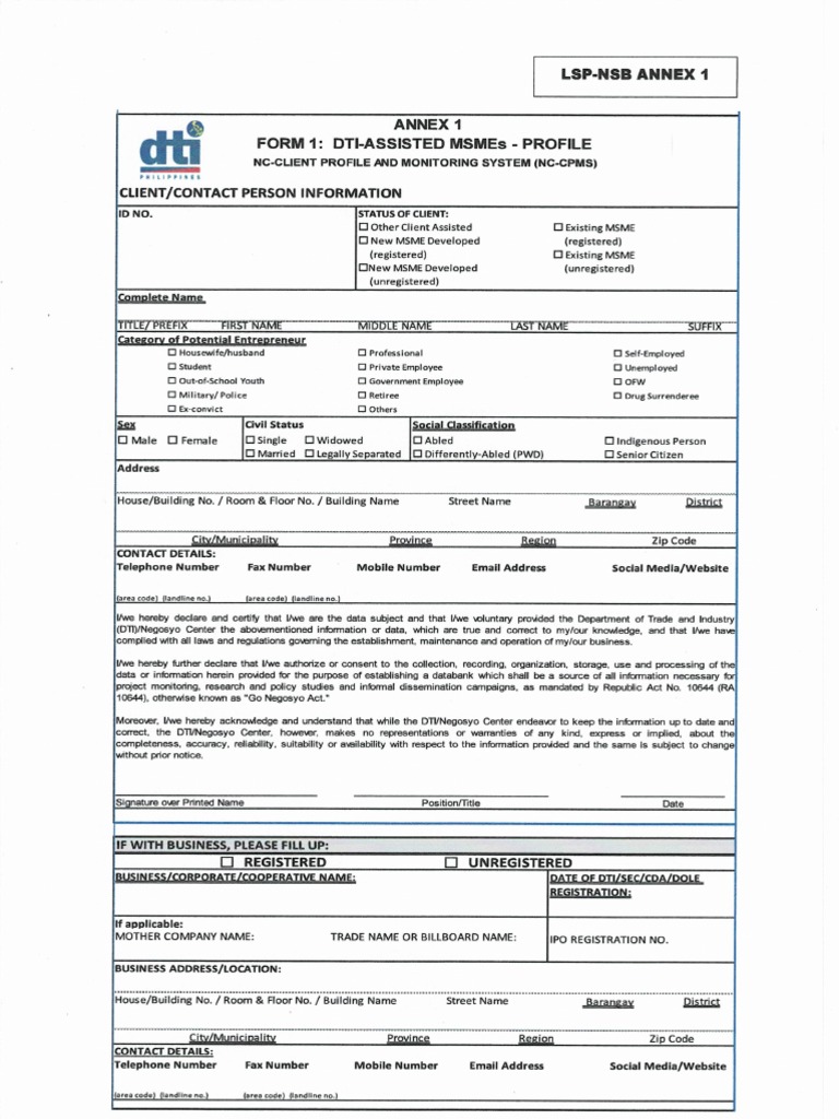 Form 1 NC CPMS | PDF