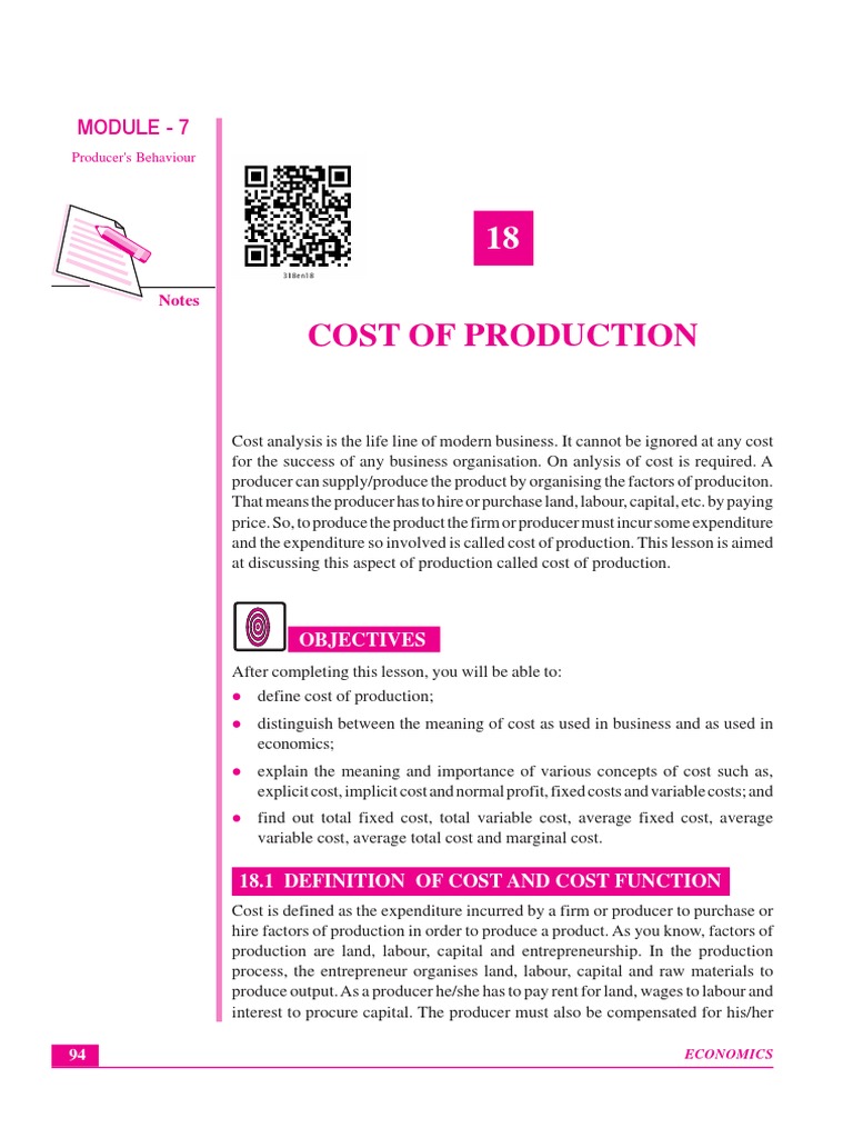 Cost of Production Explained | PDF | Marginal Cost | Labour Economics