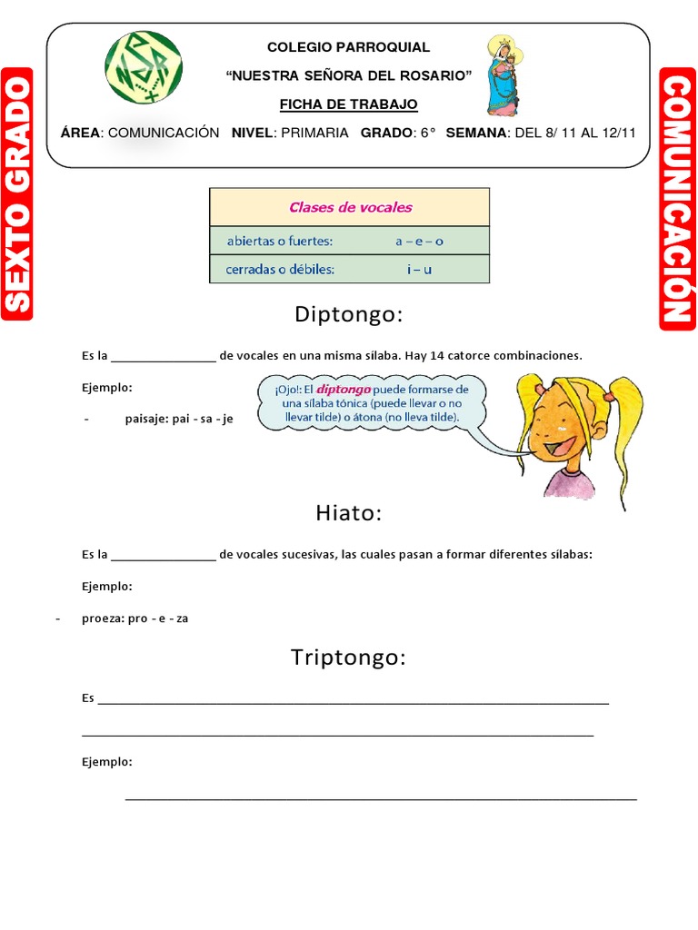Ejercicios de Diptongo, Hiato y Triptongo | PDF | Lingüística | Voz humana
