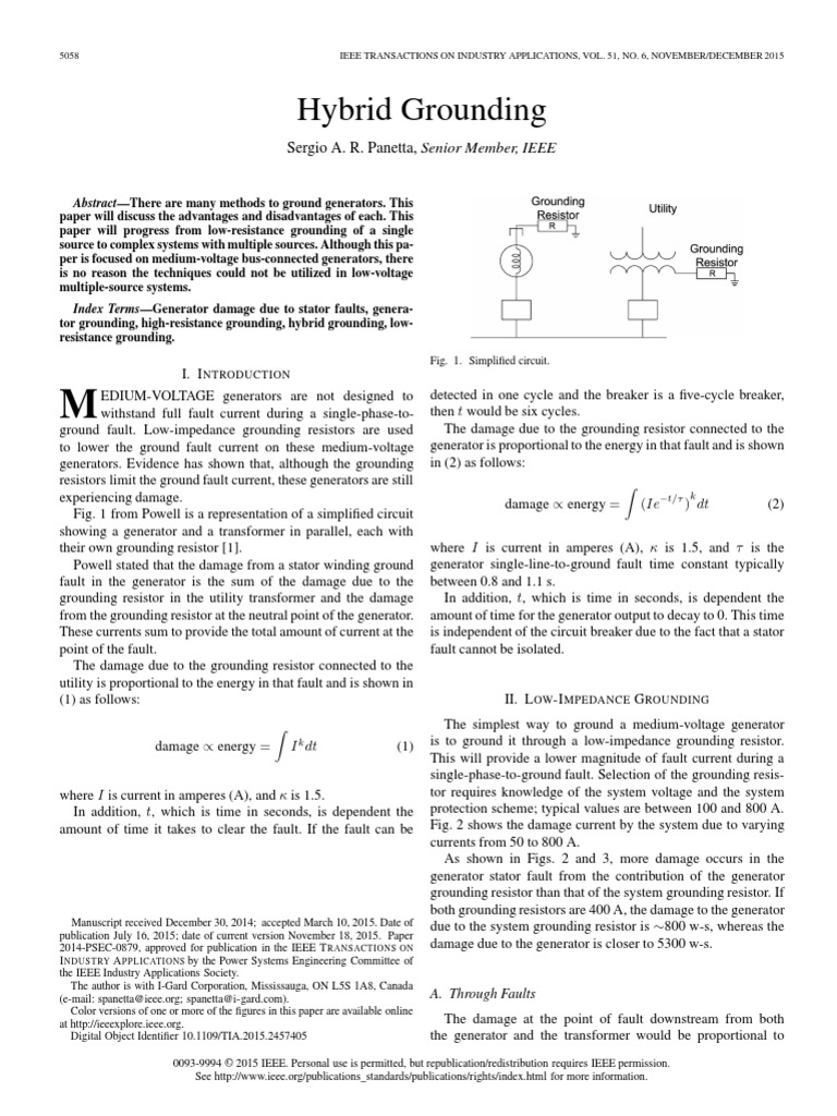Hybrid Grounding | PDF | Electric Generator | Resistor