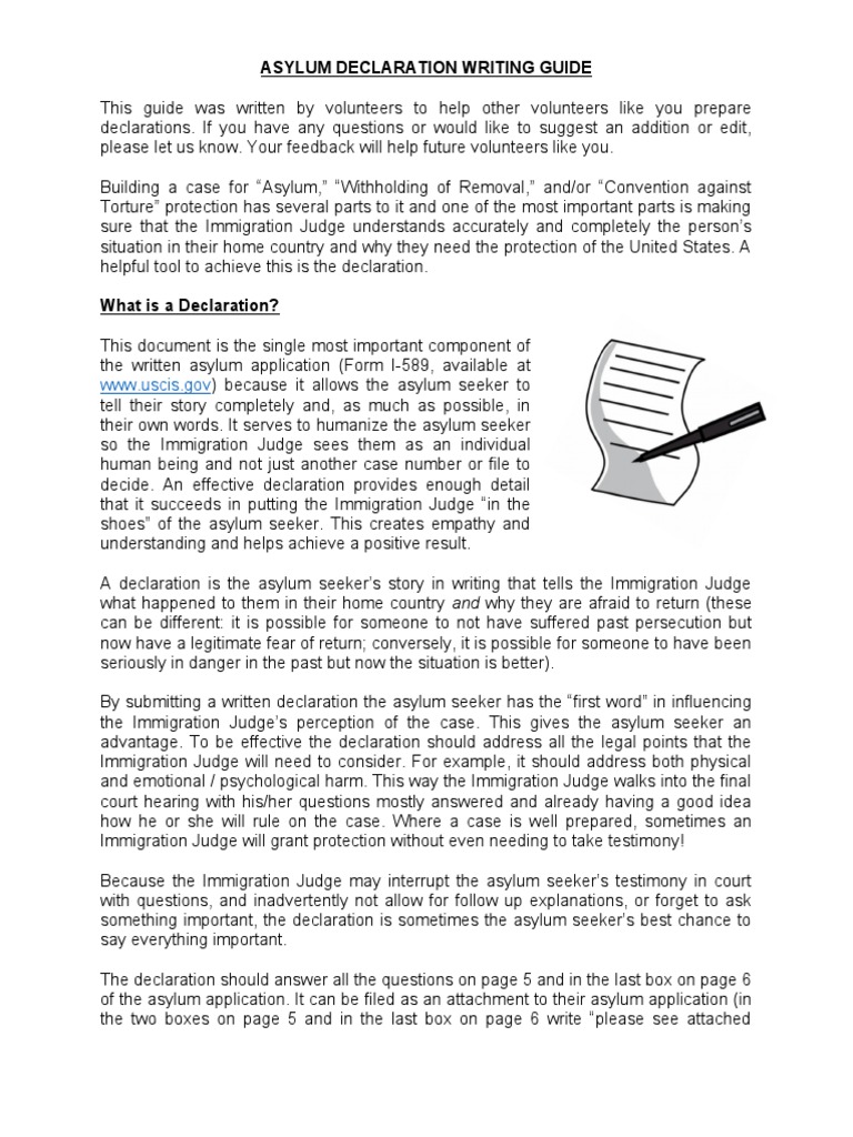 Asylum Declaration Writing Guide: WWW - Uscis.gov | PDF | Asylum Seeker ...