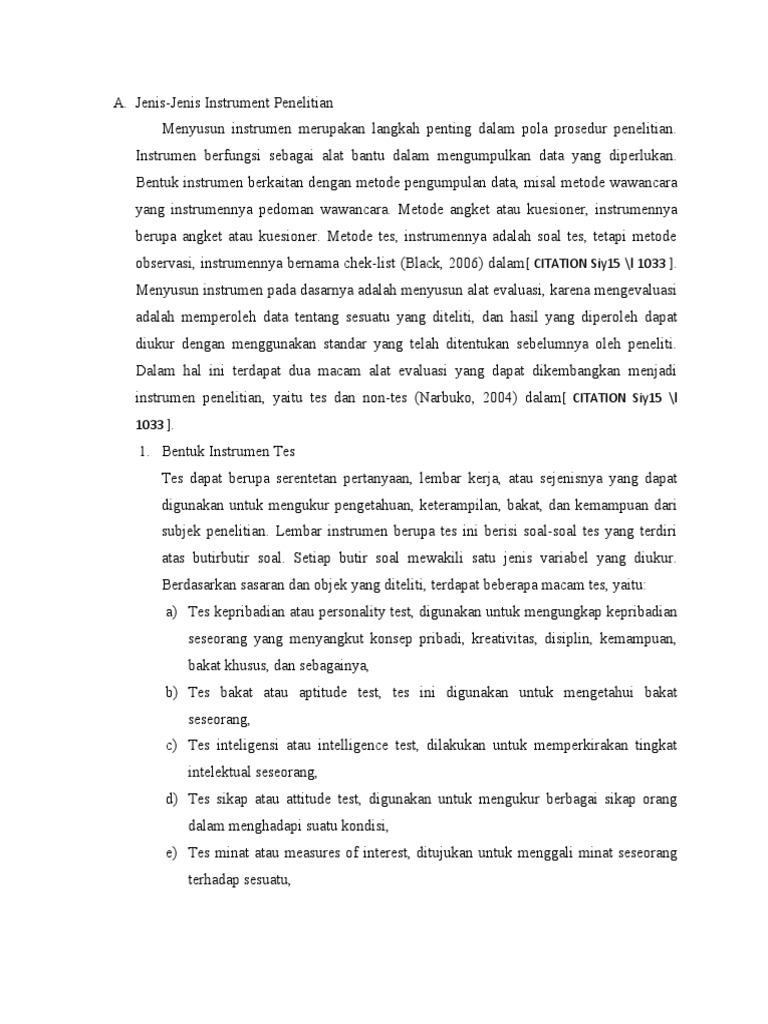 Jenis-Jenis Instrumen Penelitian | PDF
