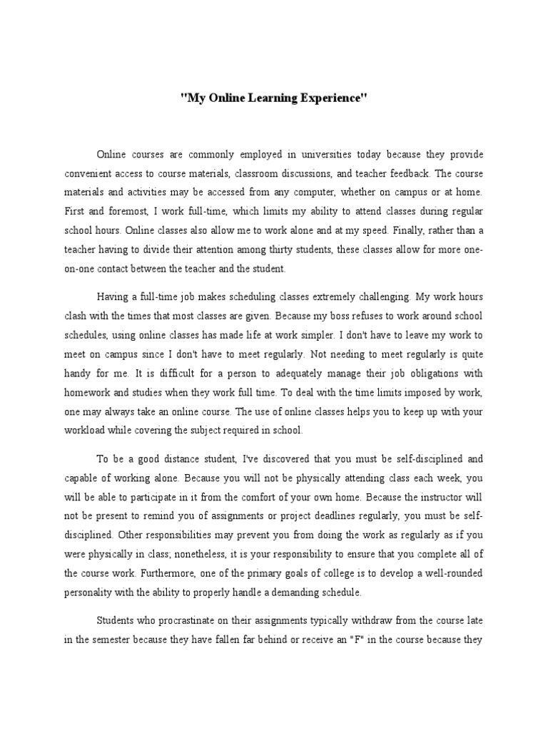 My Online Learning Experience | PDF | Educational Technology | Schools