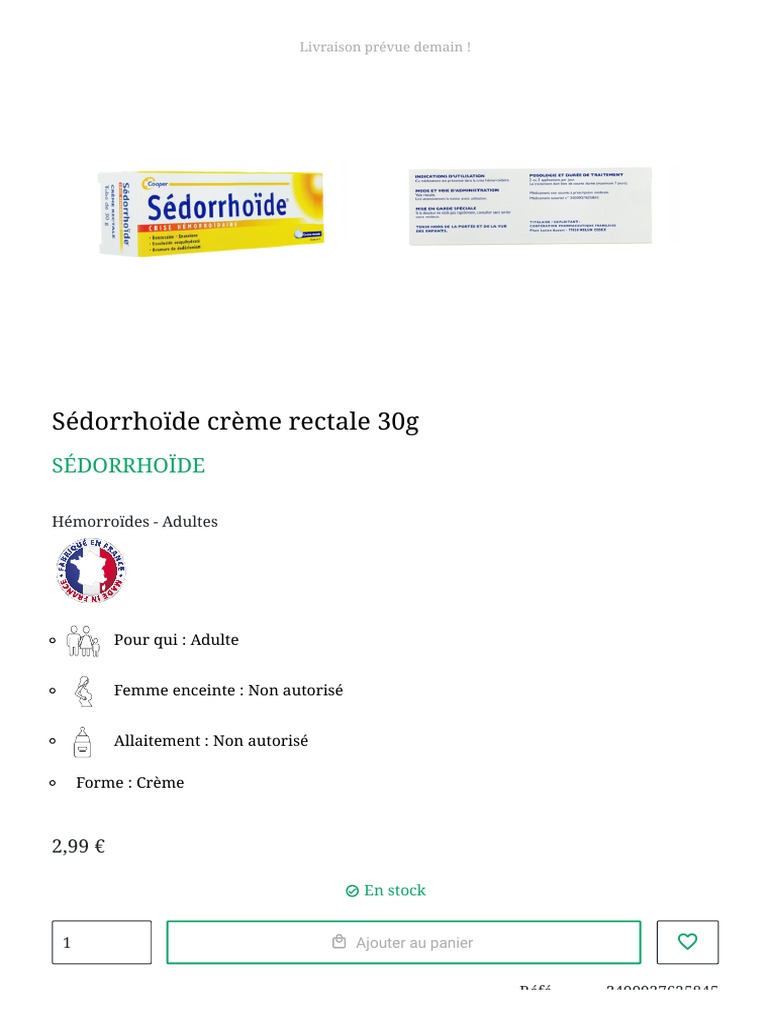 Crème Sédorrhoïde 30g : Utilisation et Avis | PDF | Pathologie ...