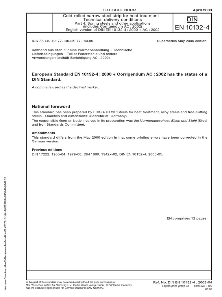 Din en 10132-4 | PDF | Economy Of Europe | Regulation