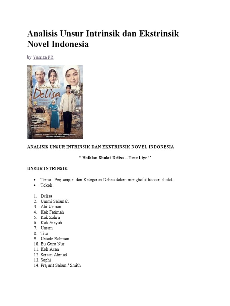 Analisis Unsur Intrinsik Dan Ekstrinsik Novel | PDF