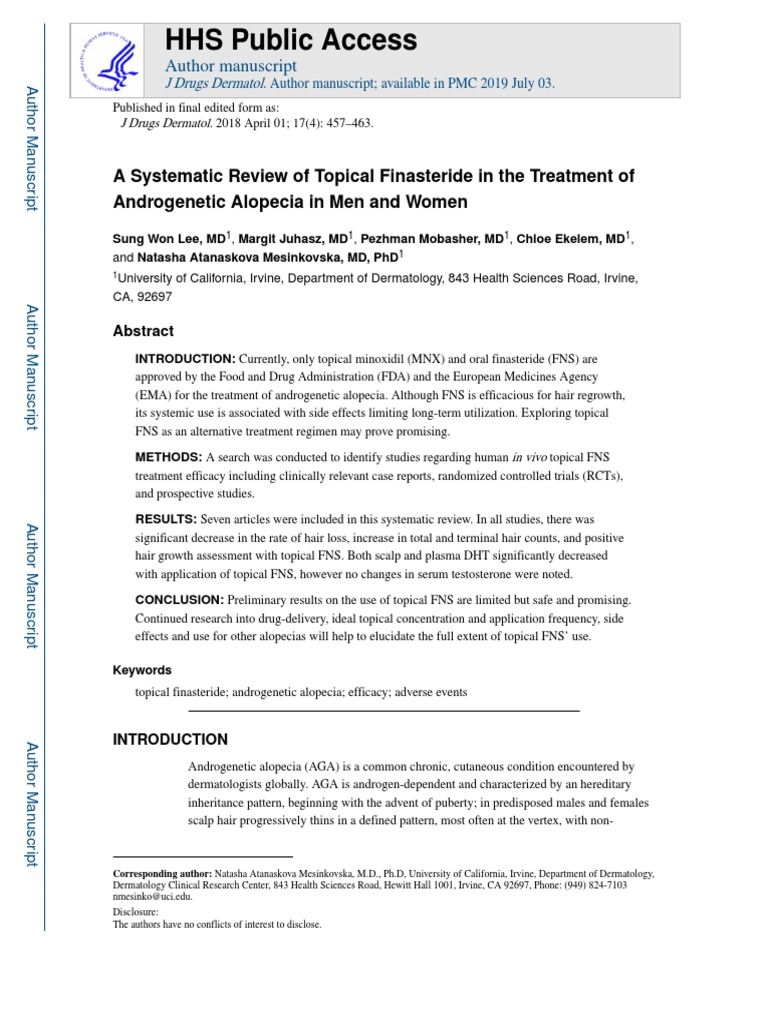 Finasteride Topical Treatment Jurnal | PDF | Topical Medication ...