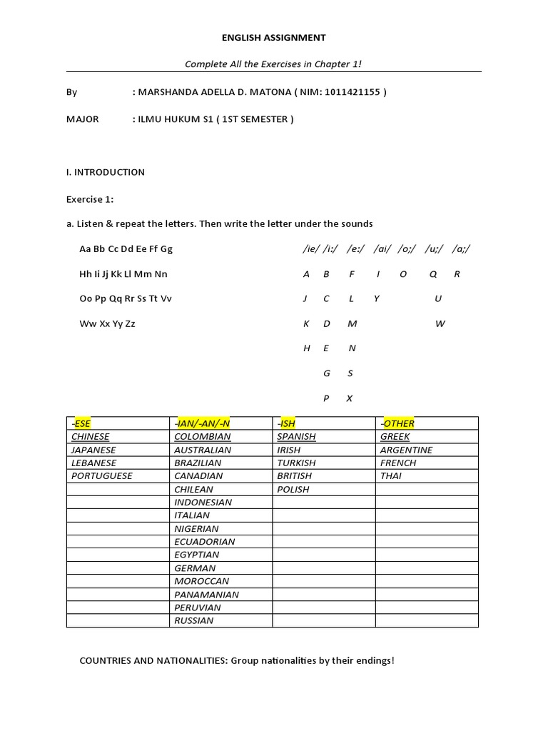 English Assignment | PDF | Linguistics | Languages